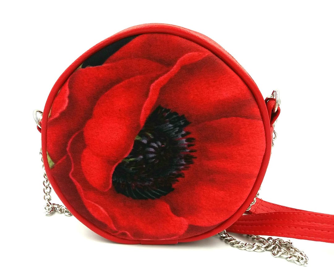 Poppy Flower Print Purse, Floral Crossbody Purse, Floral Shoulderbag ...