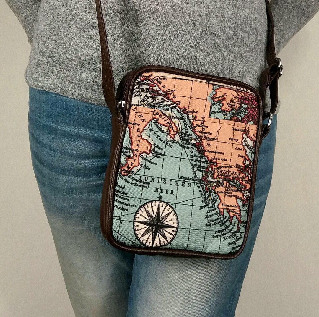 World Map Phone Crossbody Bag Small Padded Travel Bag Wanderlust Phone ...