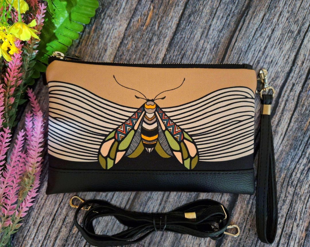 Moth Crossbody Bag, Wristlet Crossbody, Wristlet Wallet Women, Boho ...