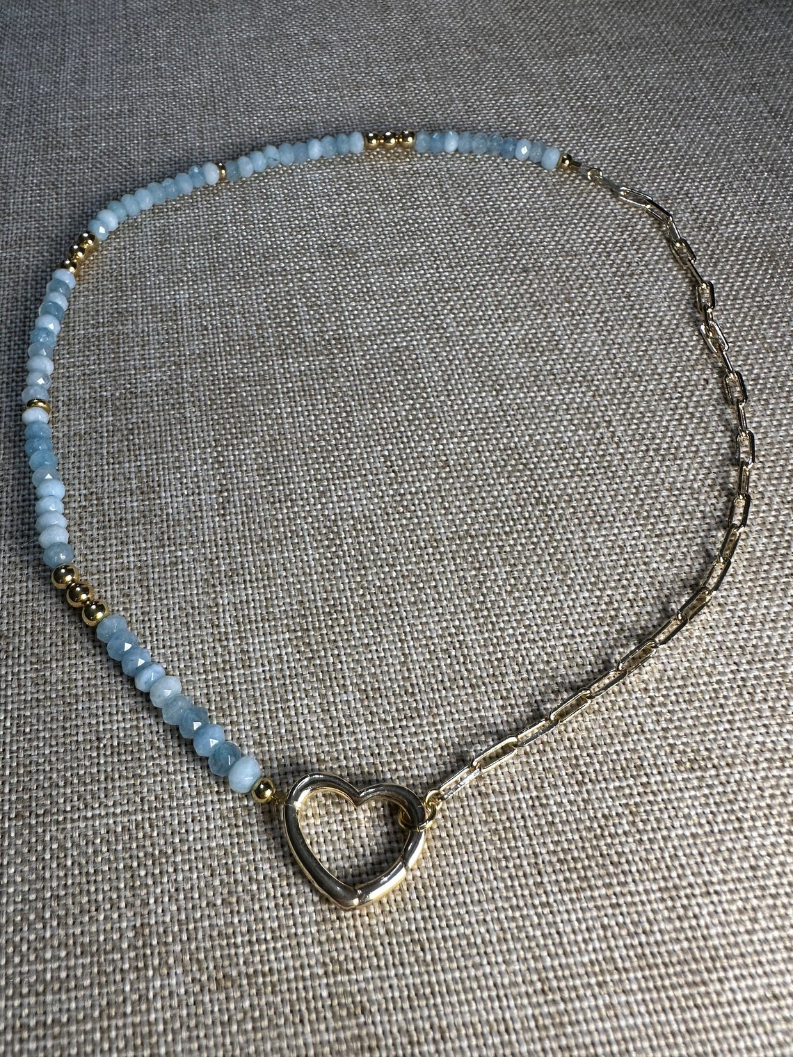 Half Chain Clip and Half Bead Crystal Necklace With Heart Clasp - Etsy