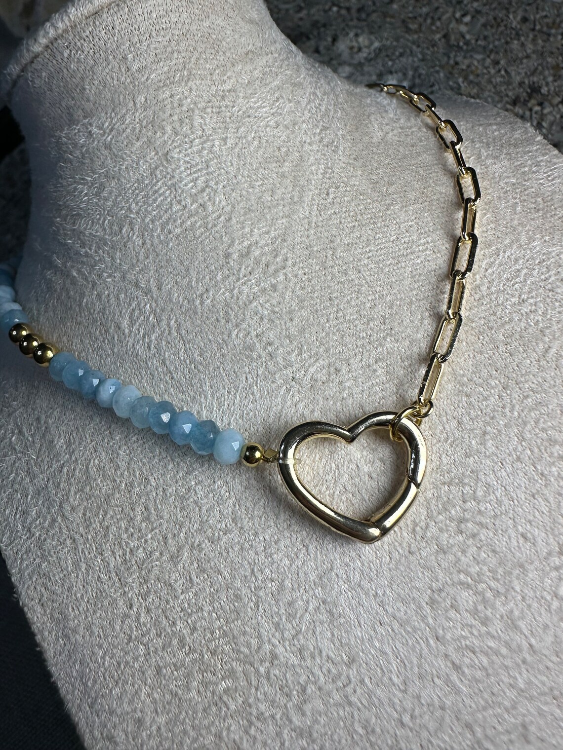 Half Chain Clip and Half Bead Crystal Necklace With Heart Clasp - Etsy