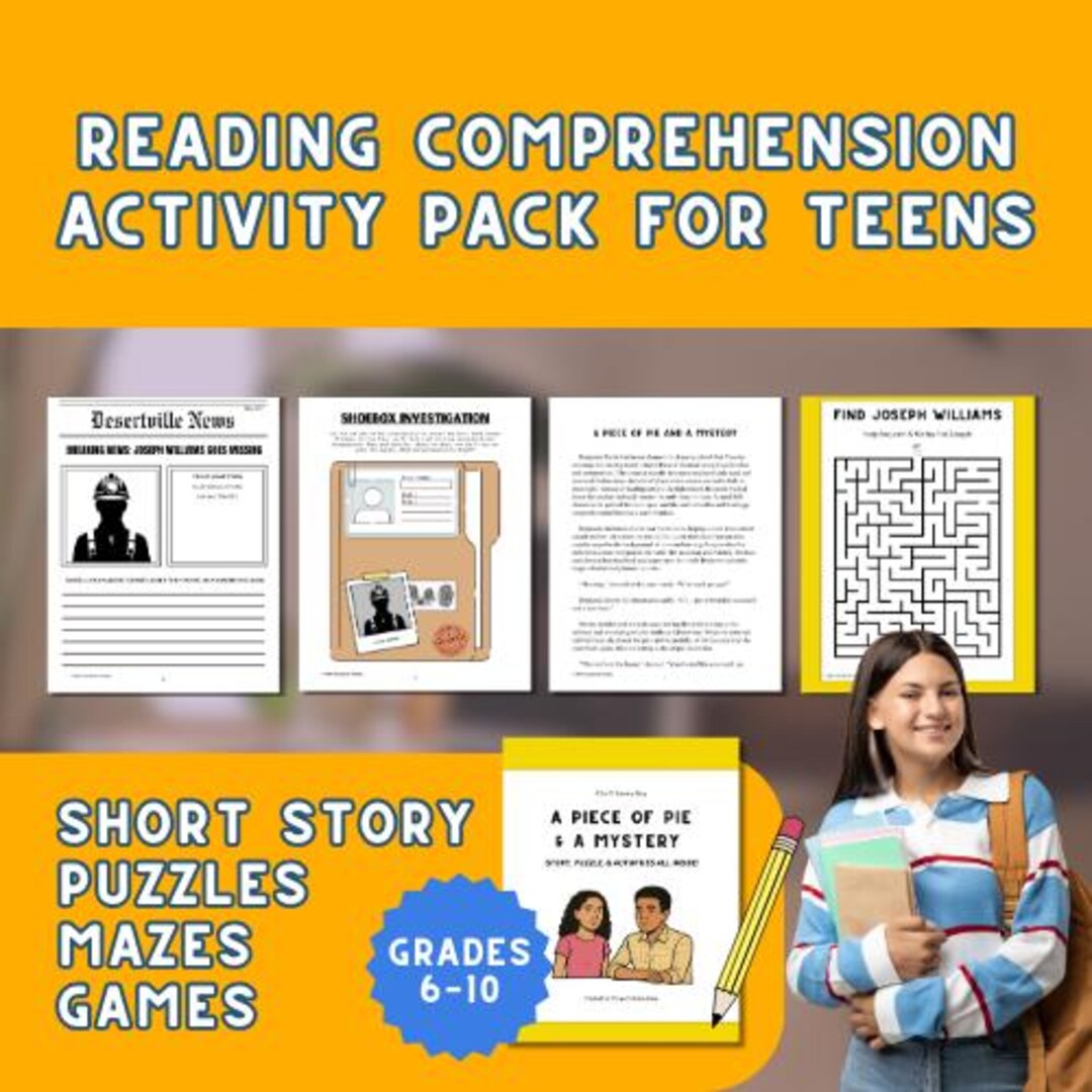 Teen Reading Activity Pack - A Piece of Pie and A Mystery Story, Puzzle ...