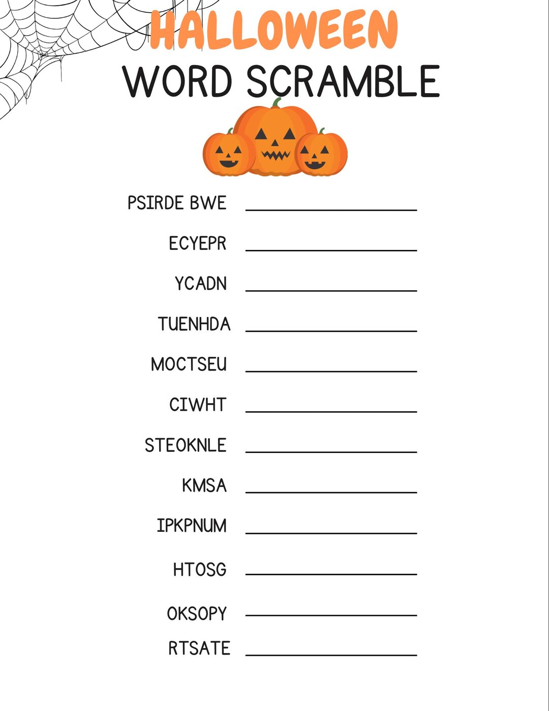 Halloween Word Scramble| 15 Words| Halloween Printable Game| Classroom ...