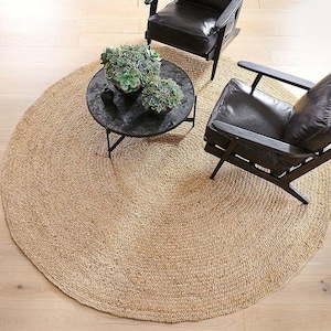Natural Jute Rug | Handwoven Braided Boho Floor Mat | Custom Size Area ...