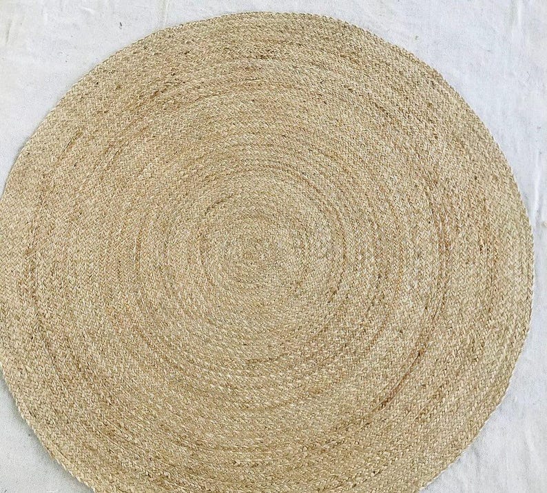 Natural Jute Rug | Handwoven Braided Boho Floor Mat | Custom Size Area ...