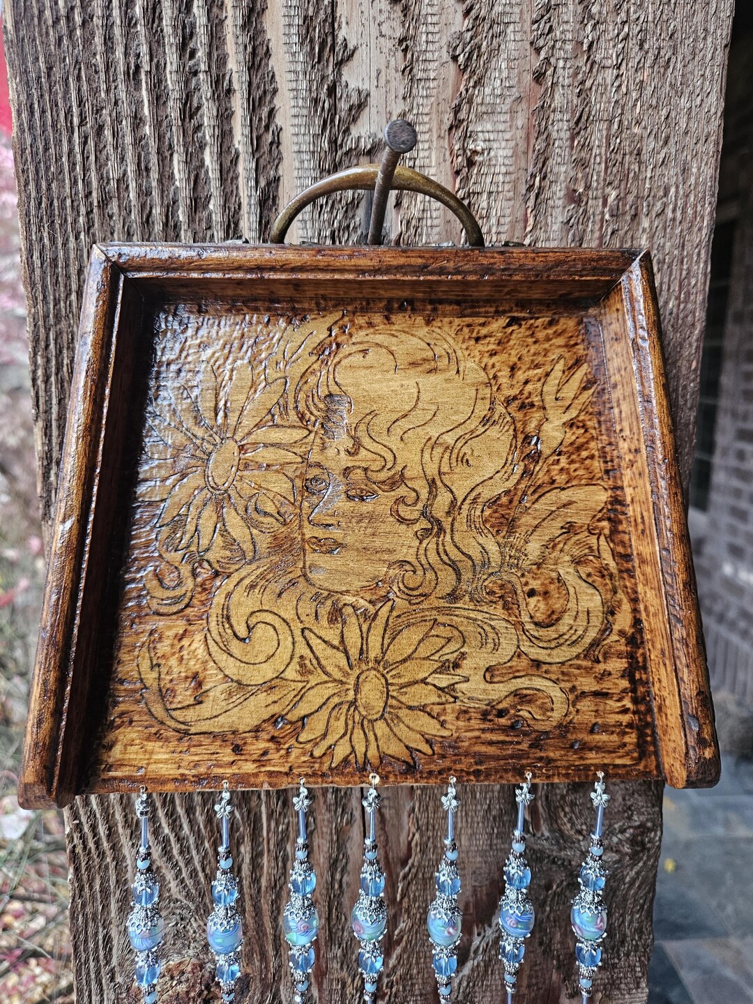 Wood Burned Hand Crafted Dust Pan Wind Chime - Etsy