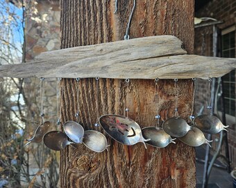 Bronze Patina Spiral Cosmix Wind Spinner & School of Spoon Fish Wind ...