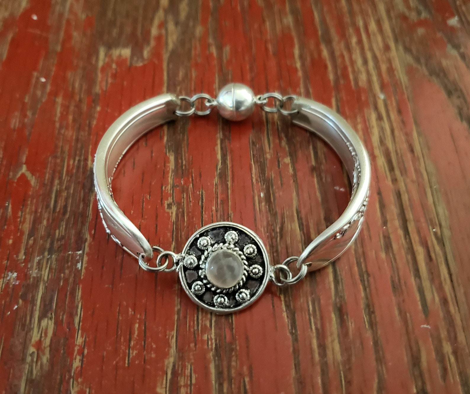 Spoon Bracelet Stunning Silverware Bracelet With Rose Quartz | Etsy