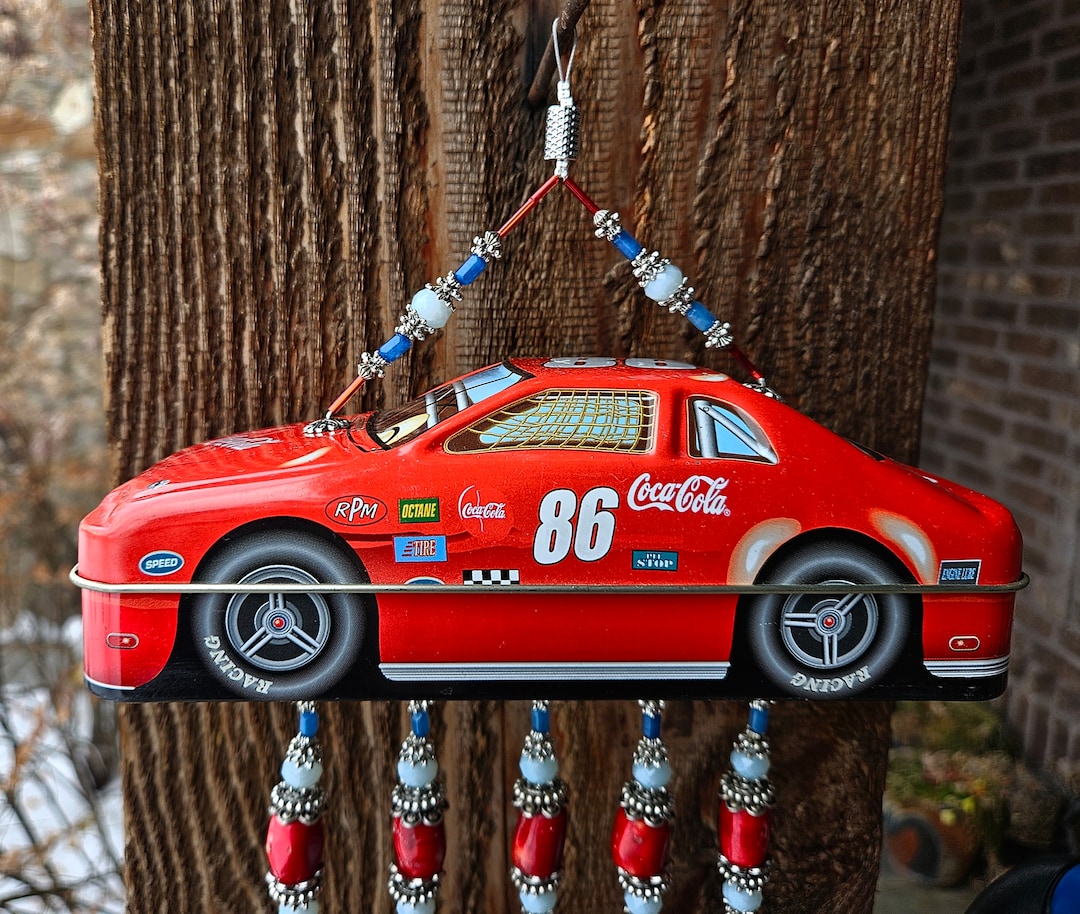 Vintage Coca-cola Race Car Tin Wind Chime - Etsy