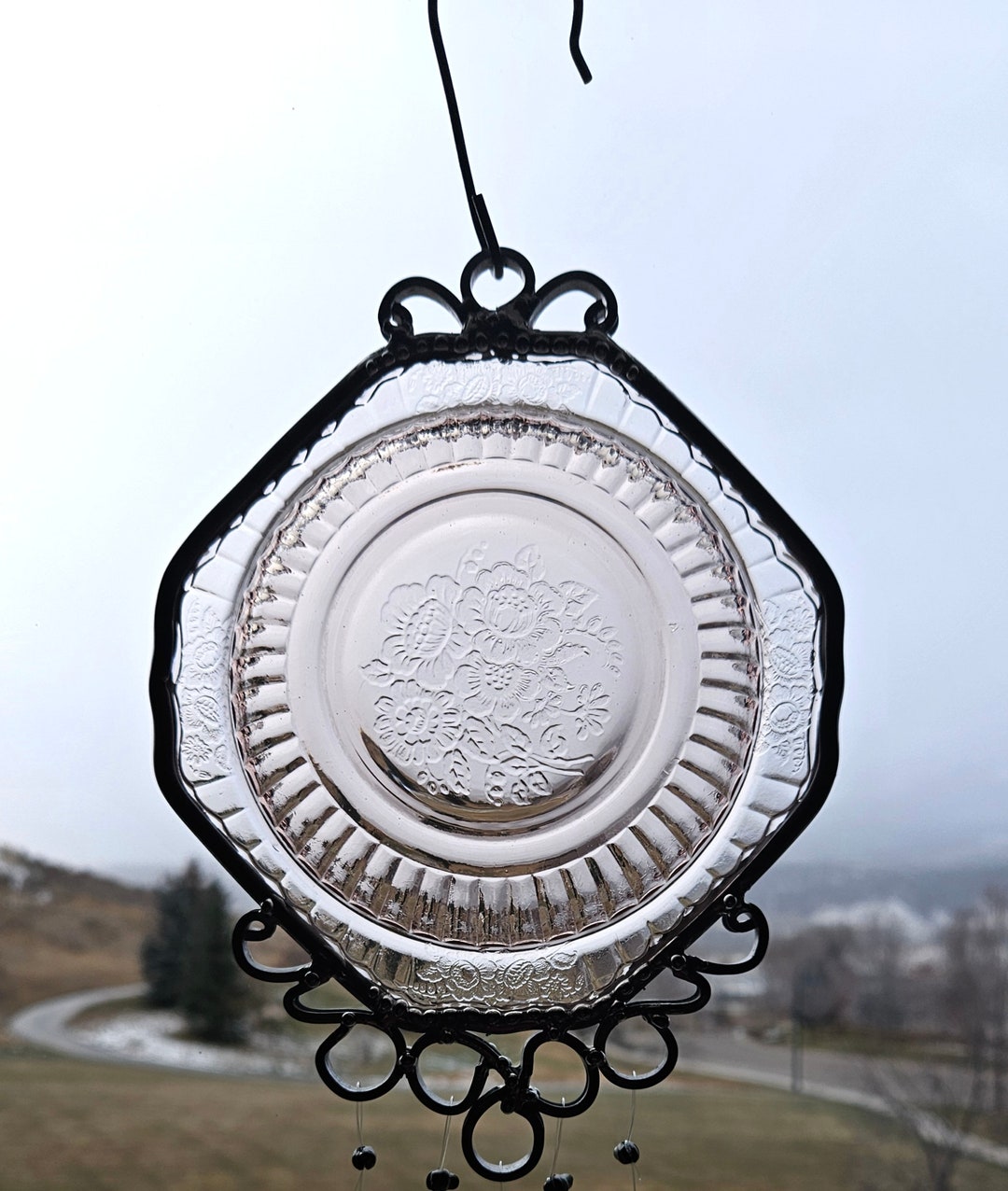 Pink Mayfair - Depression Glass Berry Bowl Wind Chime - Etsy