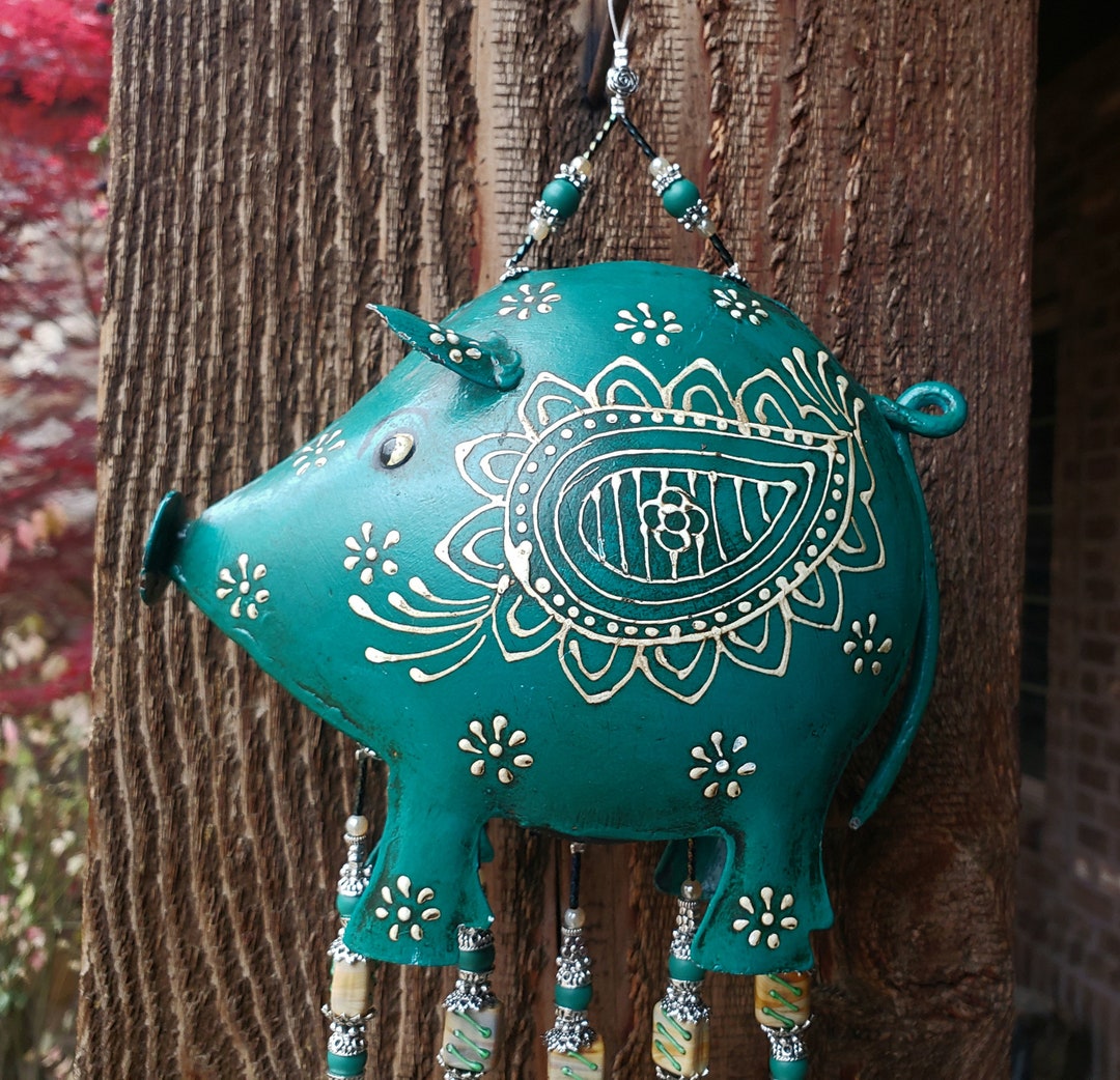 Perfect Paisley Pig Wind Chime - Etsy