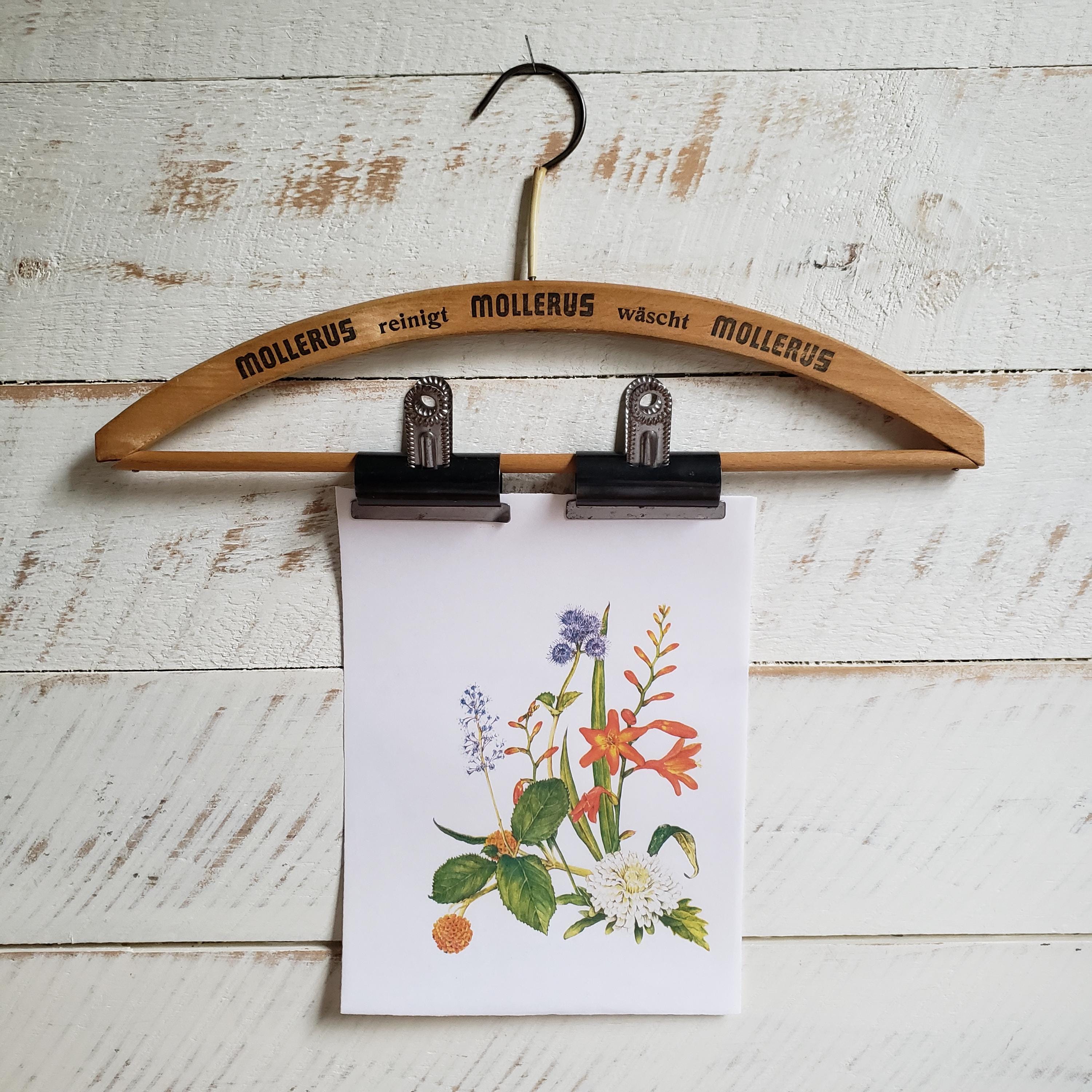 Repurposed Wooden Clothes Hanger With Bulldog Clips for Wall Hanging ...