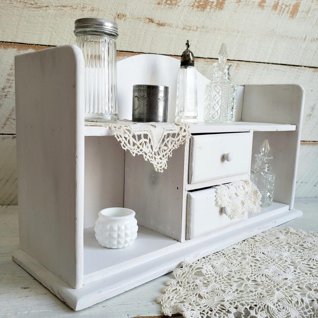 Countertop Shelf With Drawers , Vintage Organizer , Small Wood Decor ...