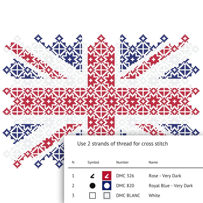 UK Flag Cross Stitch Pattern: Quaker Sampler Design (PDF) - Etsy