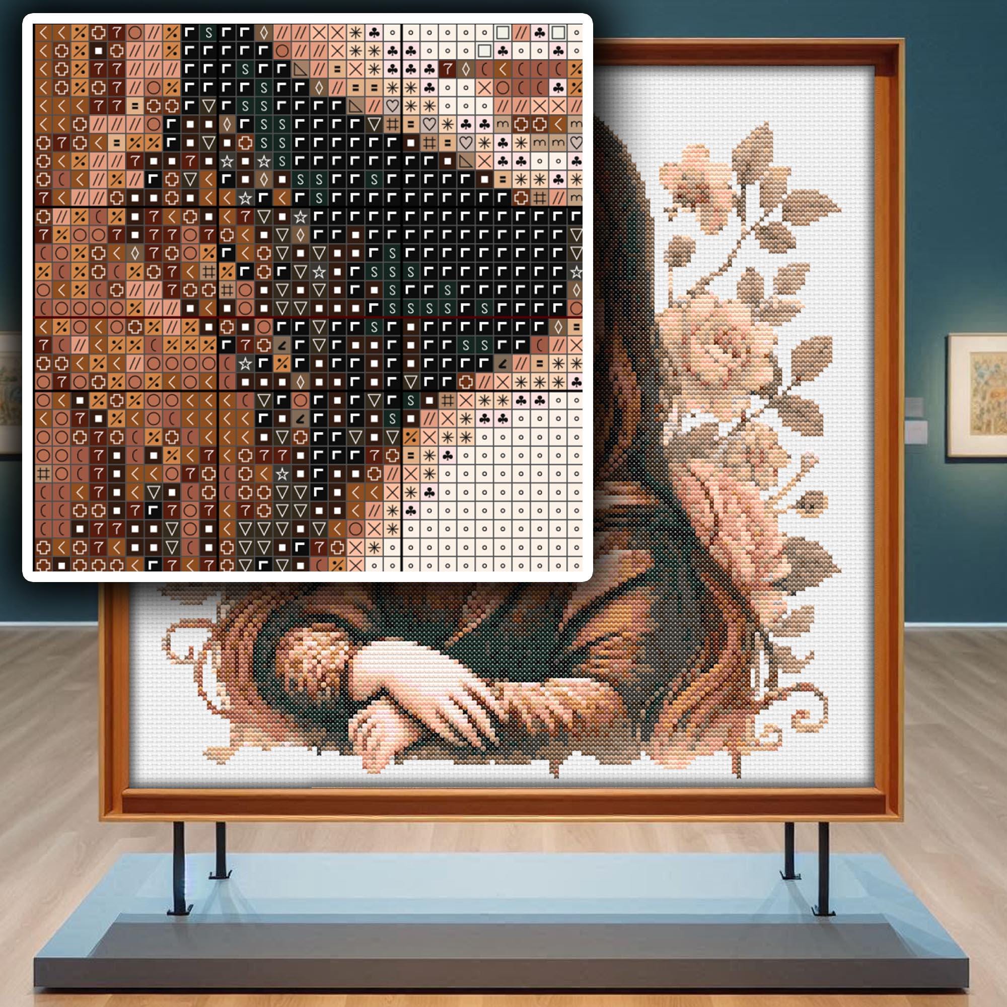 Dolled up Mona Lisa Cross Stitch Pattern: Da Vinci Embroidery (digital ...