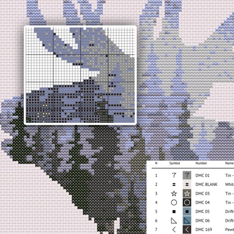 Deer & Forest Cross Stitch Pattern: Modern Embroidery (digital PDF) - Etsy