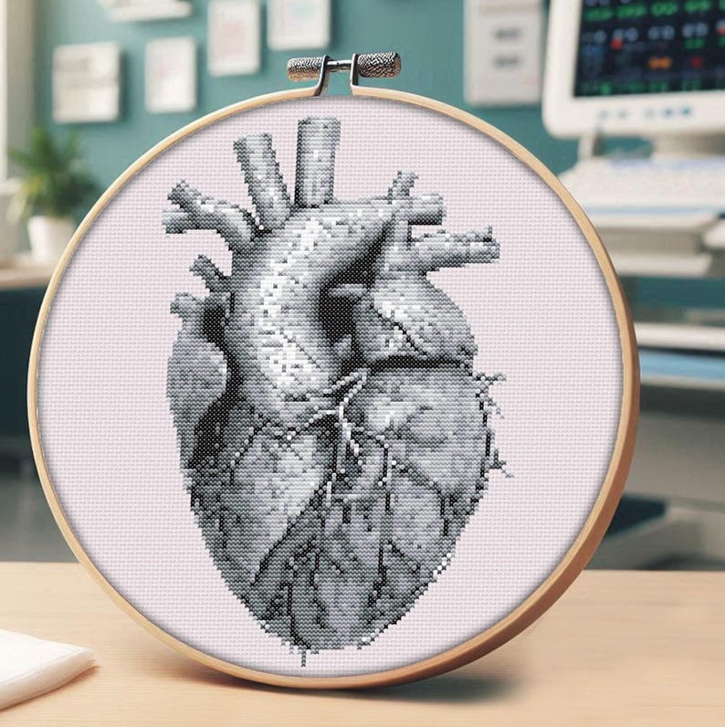 Cross Stitch Pattern Anatomical Heart, Cross Stitch Art, Digital PDF ...