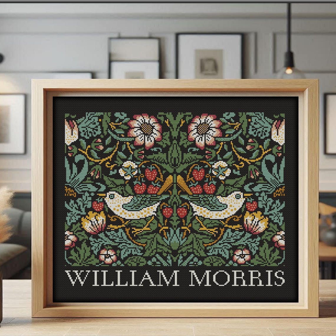 William Morris Cross Stitch Pattern Strawberry Thief, Cross Stitch Art ...