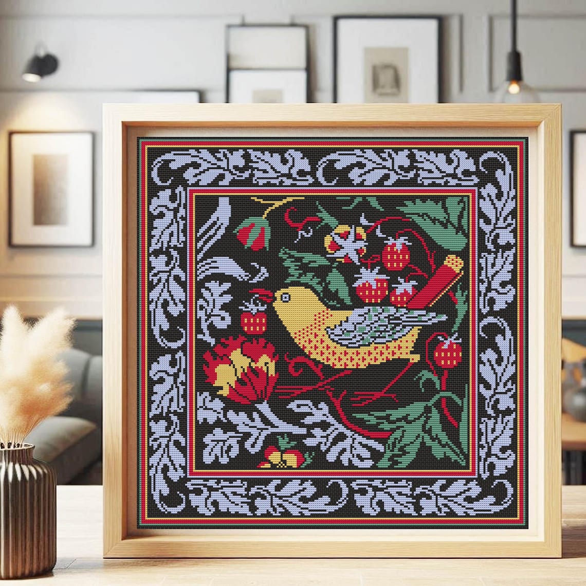 William Morris Cross Stitch Pattern Strawberry Thief, Cross Stitch Art ...