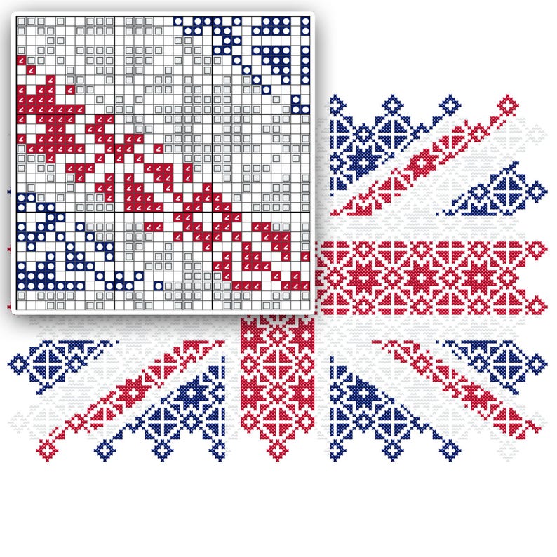 UK Flag Cross Stitch Pattern: Quaker Sampler Design (PDF) - Etsy