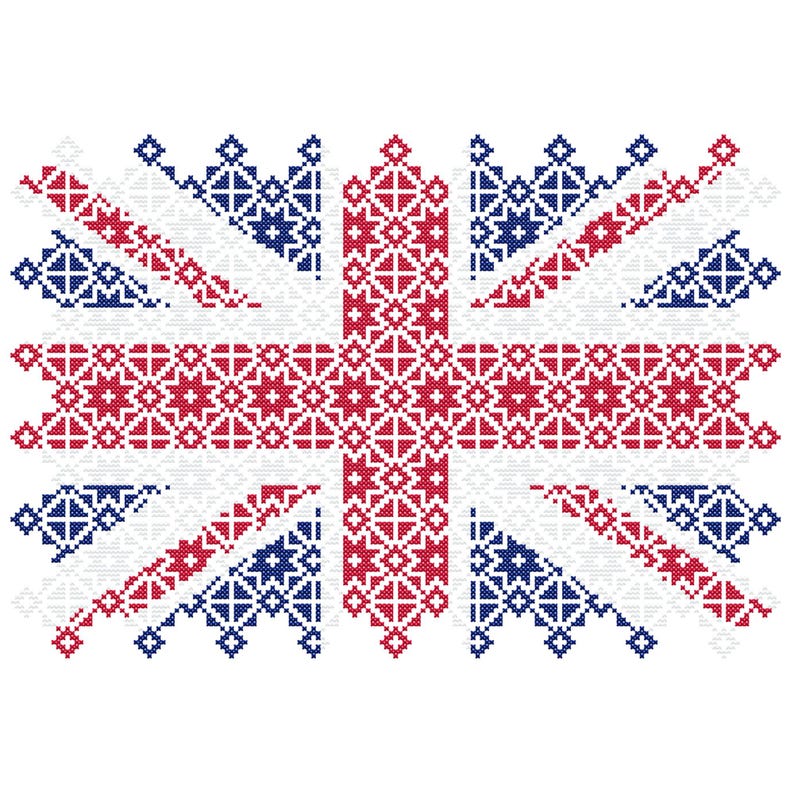 UK Flag Cross Stitch Pattern: Quaker Sampler Design (PDF) - Etsy