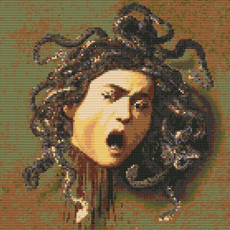 Medusa Caravaggio Cross Stitch Pattern: Hand Embroidery (digital PDF ...
