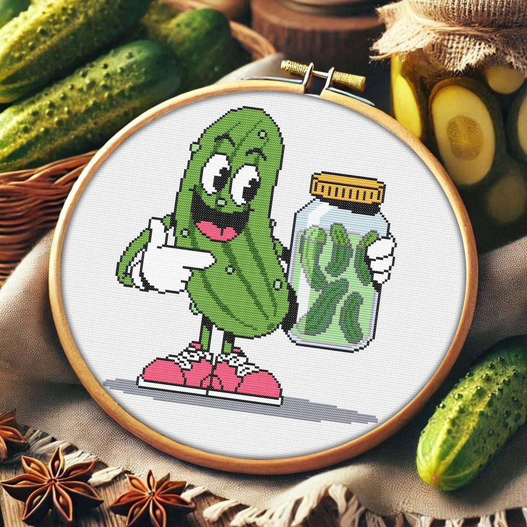 Pickles Cross Stitch Pattern: Easy Jar Embroidery (PDF Download) - Etsy
