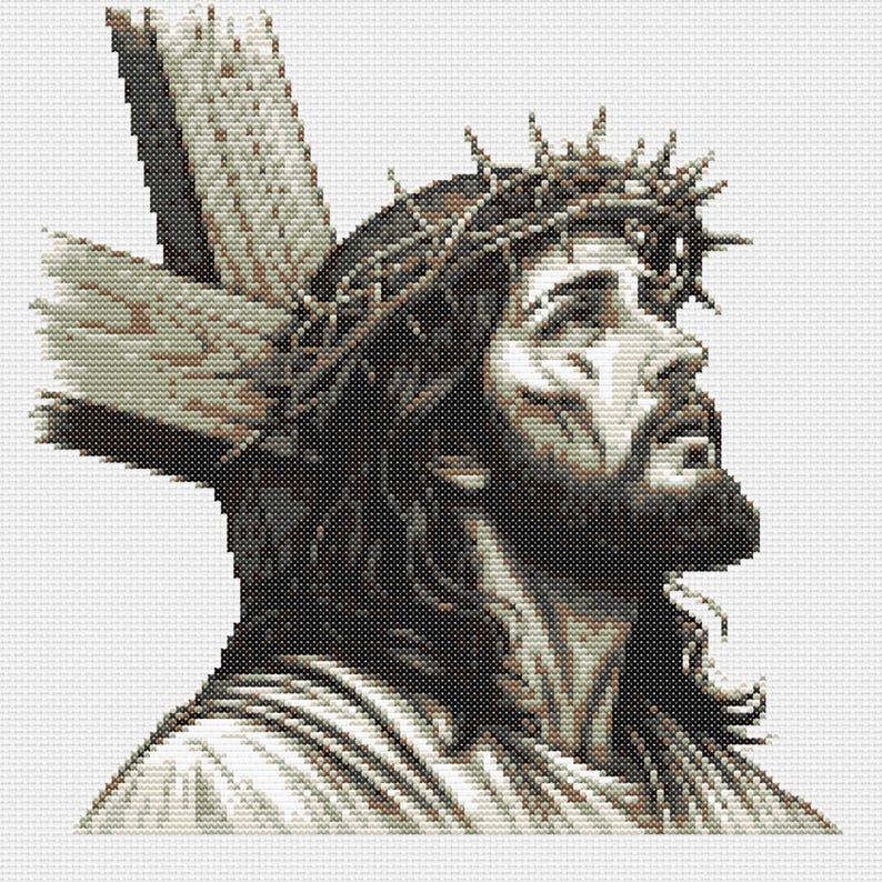 Jesus Christ Cross Stitch Pattern: Christian Embroidery Design (PDF ...