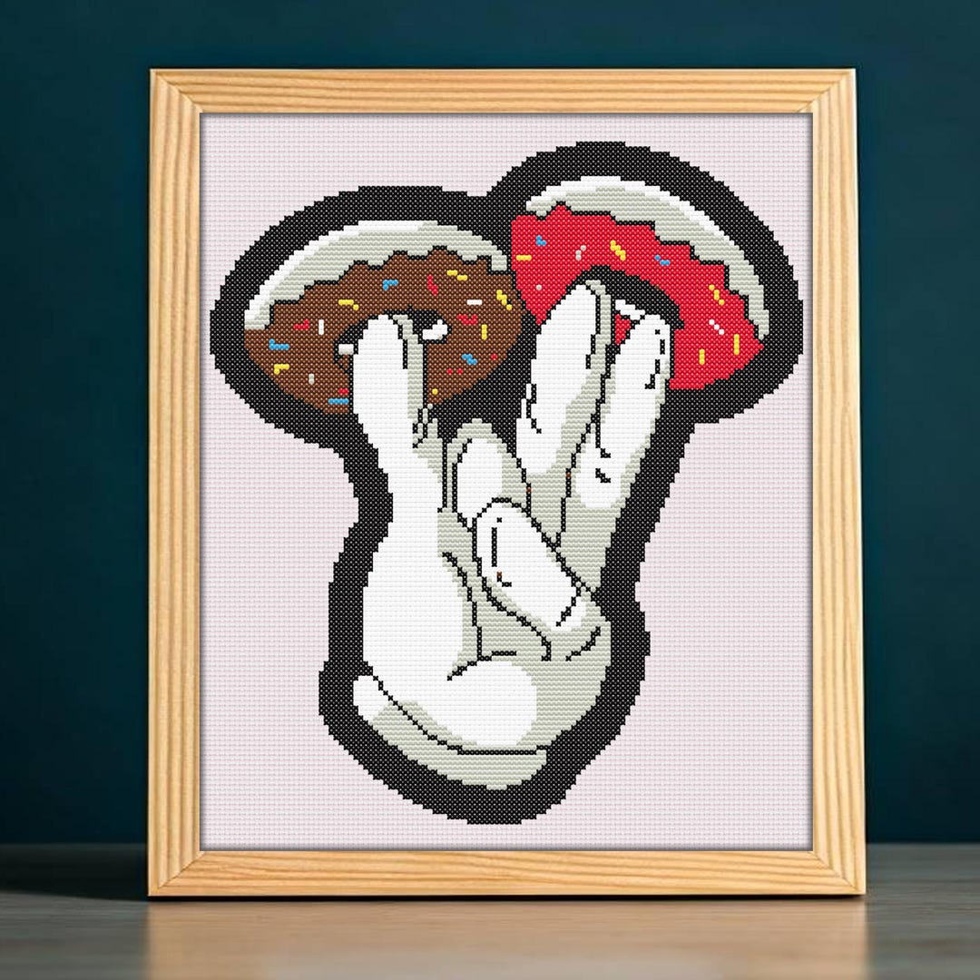 NSFW Cross Stitch Pattern, 2 in Pinky 1 in Stinky Donut Embroidery ...