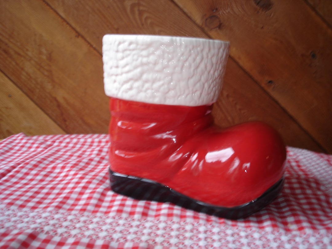 Santa Vintage Santa Boot Chirstmas Holiday Decor Large Boot - Etsy