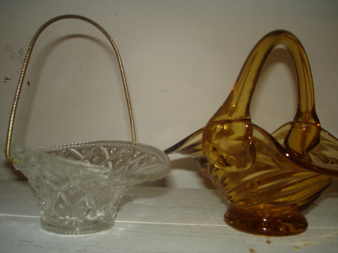 Vintage Glass Baskets/ May Day / Floral Arrangements / Garden - Etsy