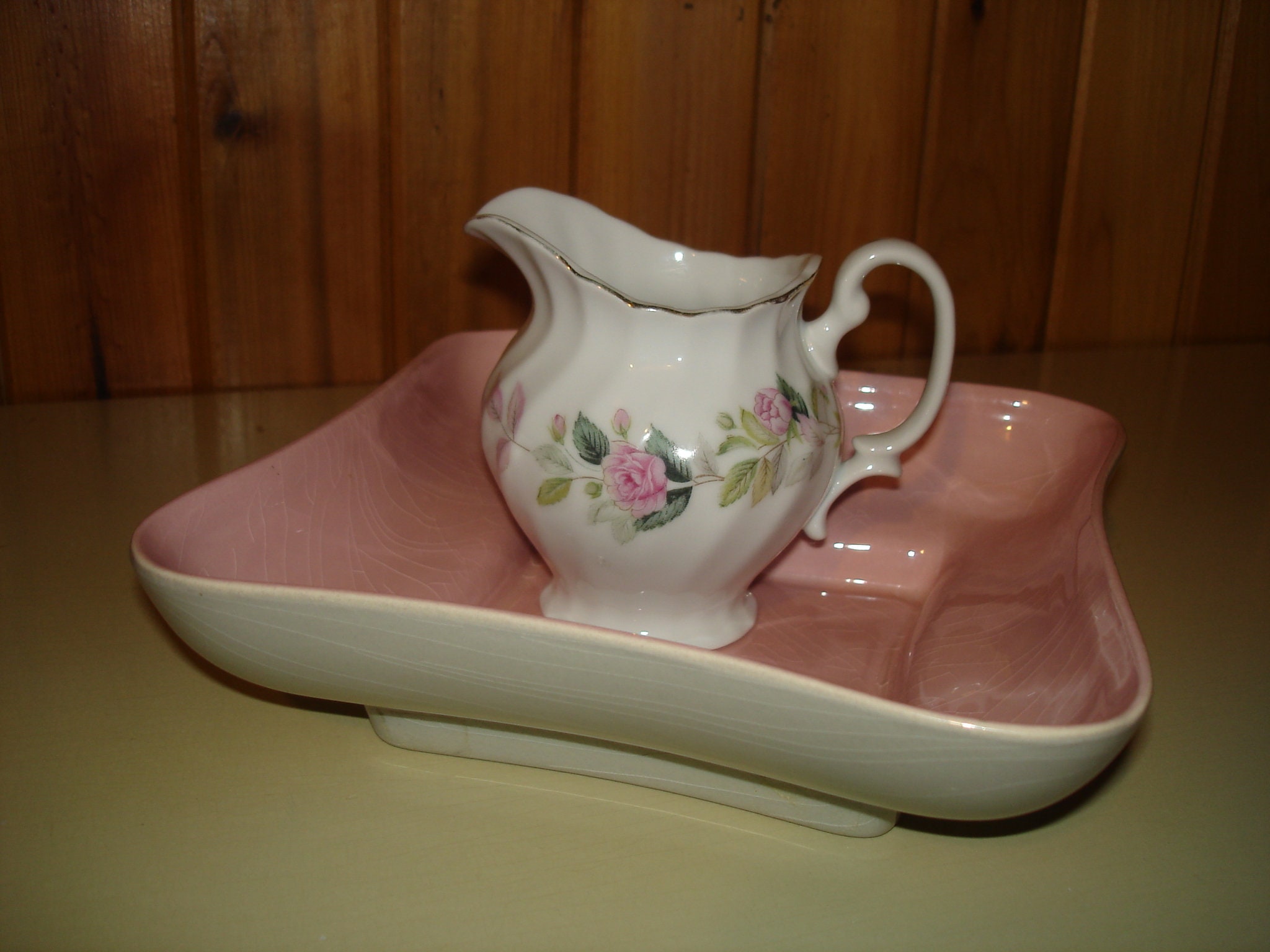Vintage Cream Pitcher and Serving Dish - Etsy