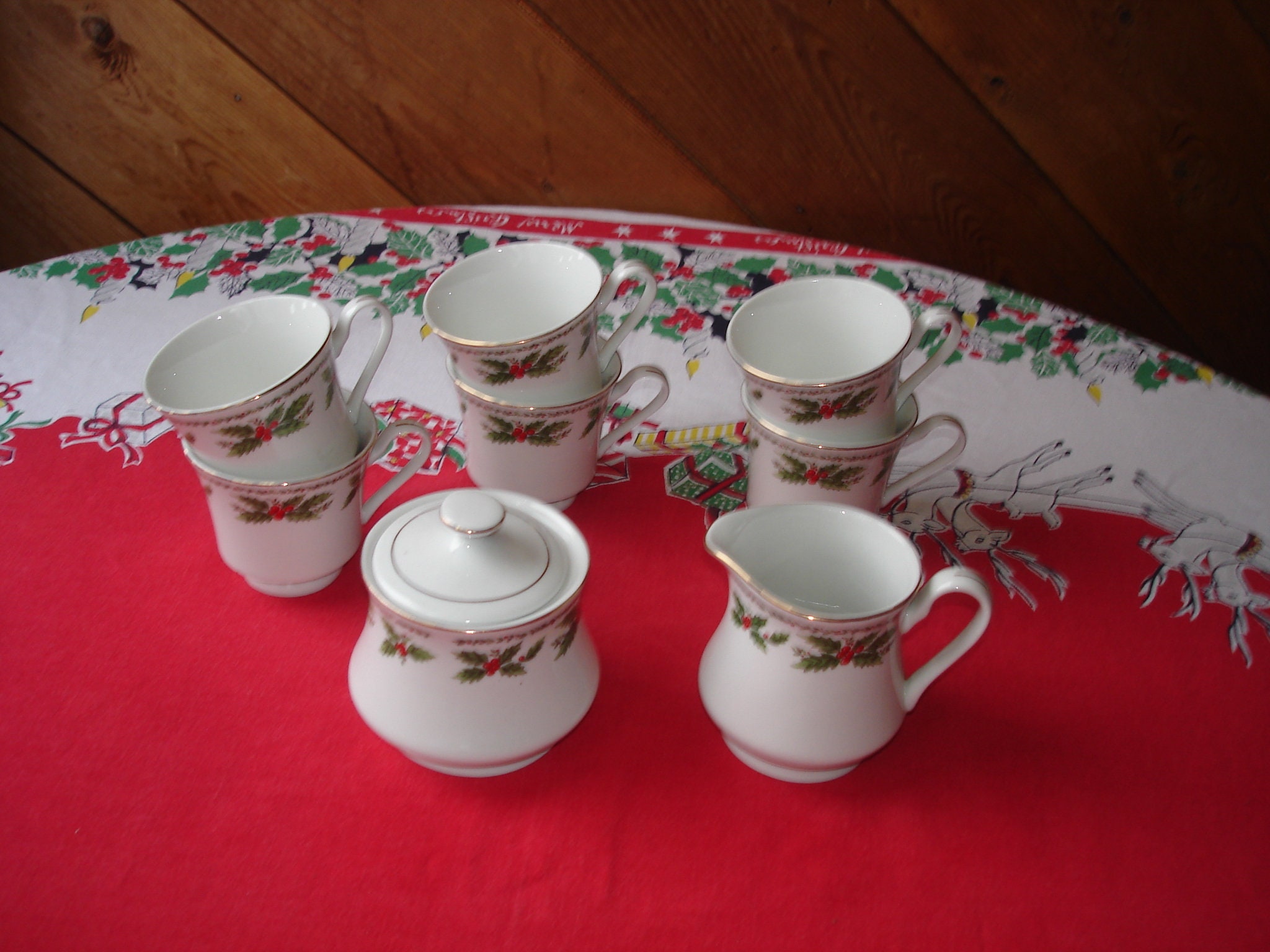 Tea Set Centurion Collection China Holly Berry Cream Sugar - Etsy