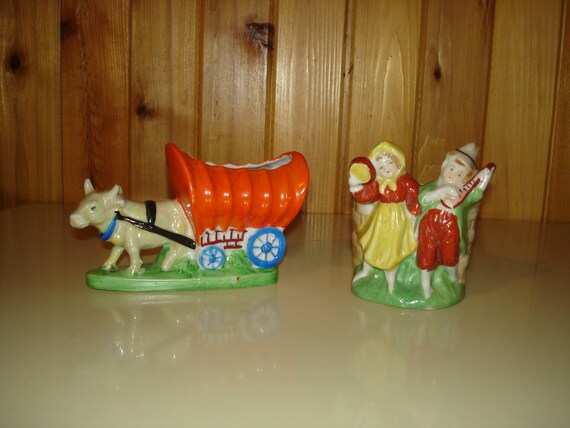 Vintage Ceramic Planters 1950s Oxen and Wagon Couple with | Etsy