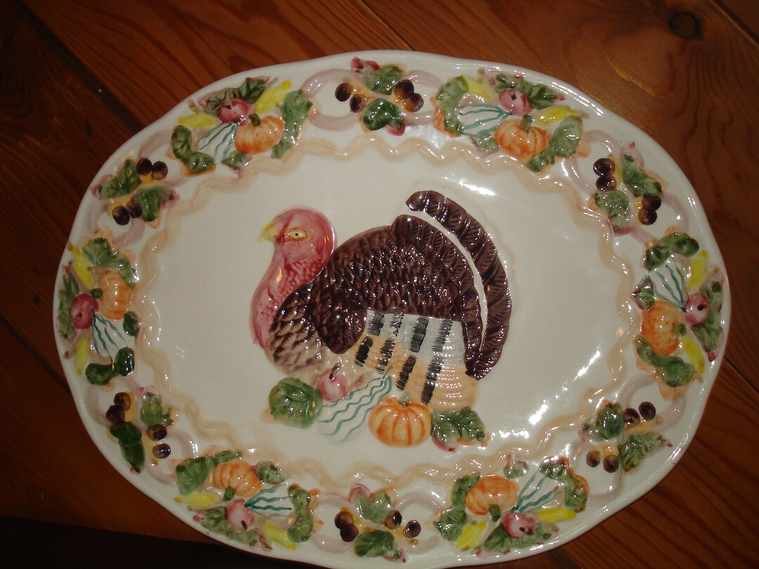 Vintage Turkey Platter Ceramic Large 18 by 13 1/2 Inches Beautiful - Etsy