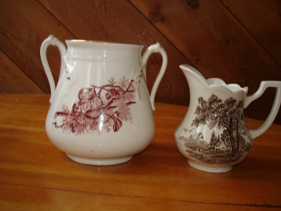 Vintage Floral Container Cream Pitcher Ironstone Jug Great for Floral ...