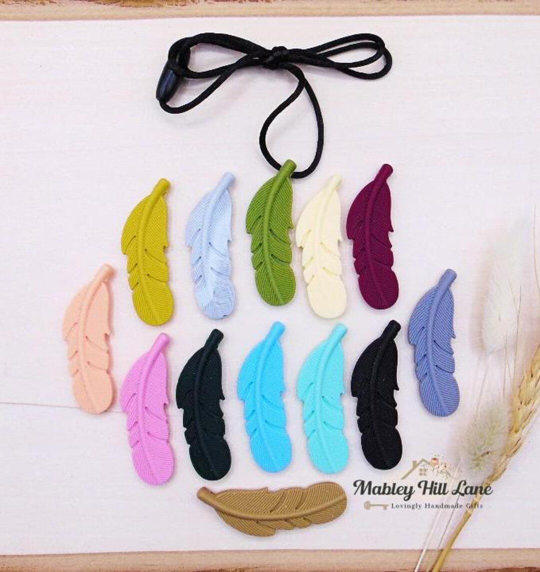 Silicone Feather Pendant - Feather Bead - Stim Toy - Fidget Necklace ...