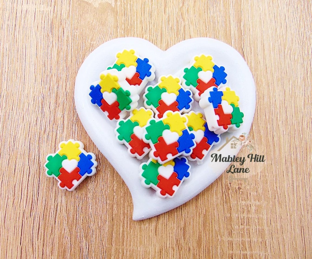 Autism Puzzle Piece Silicone Focal Beads - Autism Bead - Beadable Bead ...