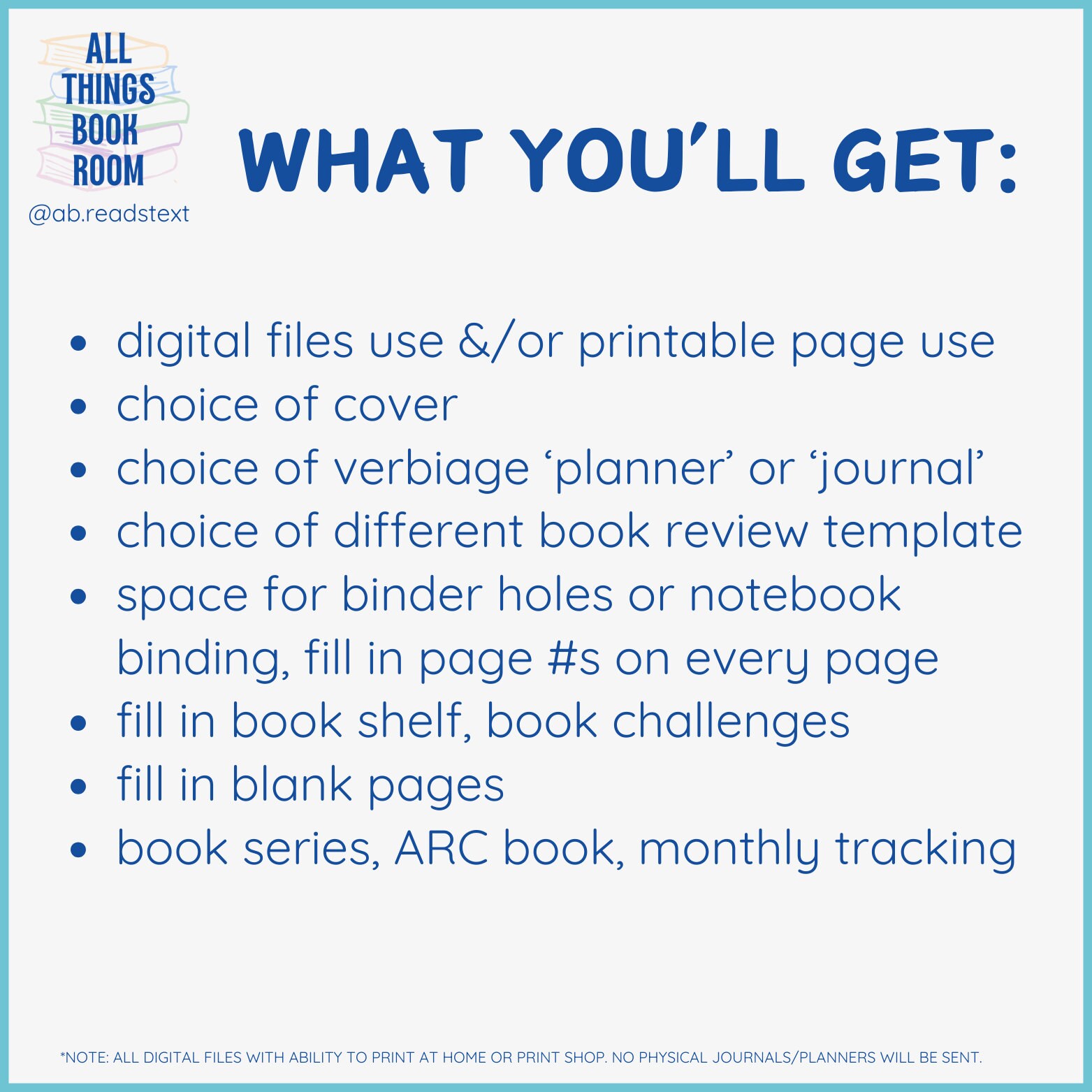 Printable or Digital Reading Journal / Planner Bundle - ARC Reading ...