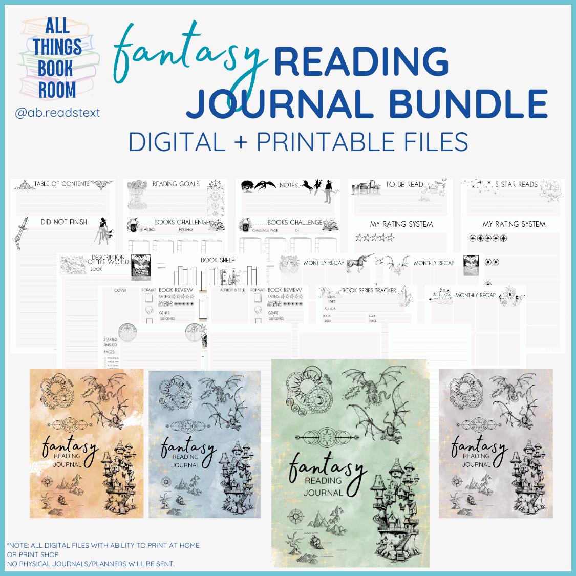 Fantasy Printable or Digital Reading Journal / Planner Bundle - Book ...