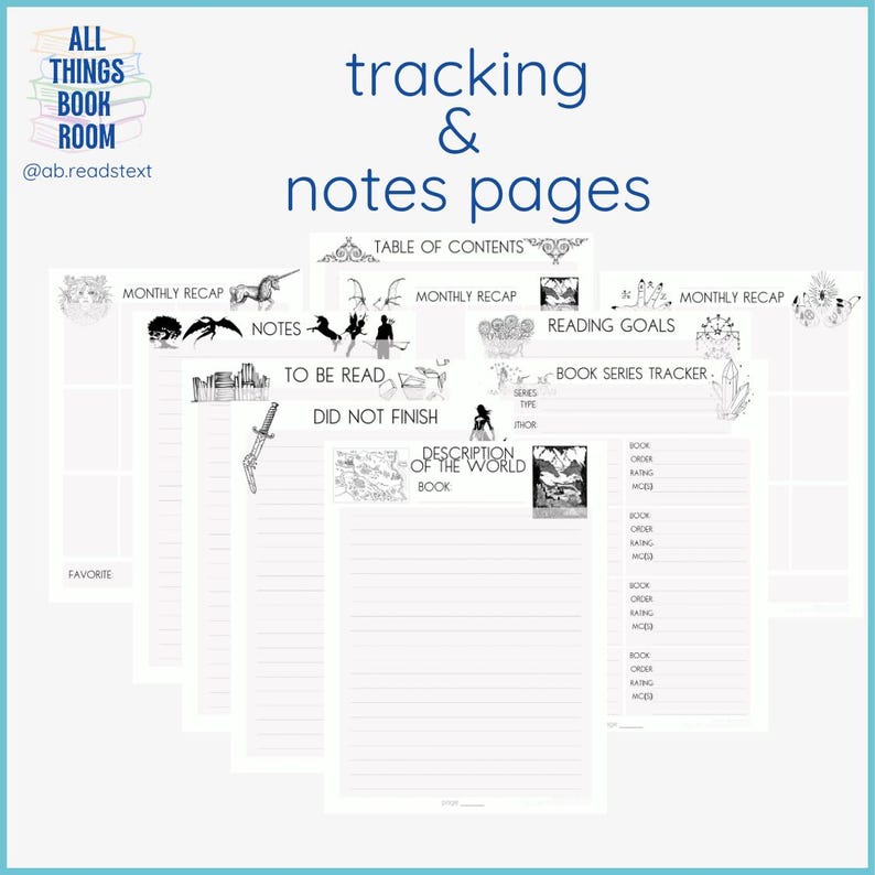 Fantasy Printable or Digital Reading Journal / Planner Bundle - Book ...