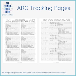 ARC Book Review & Tracking Bundle - Digital and Printable ARC Book ...