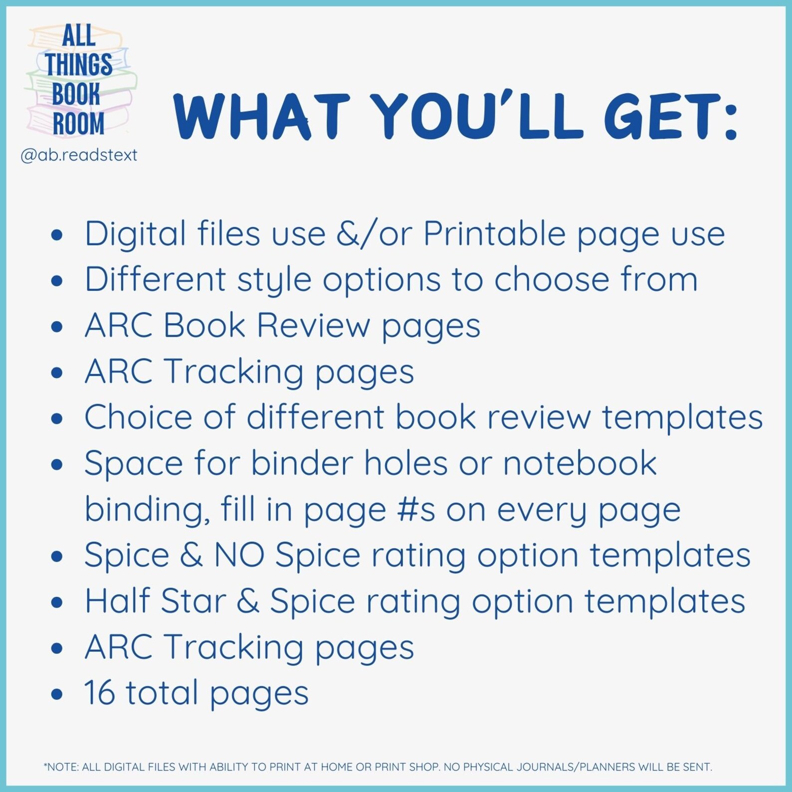 ARC Book Review & Tracking Bundle - Digital and Printable ARC Book ...