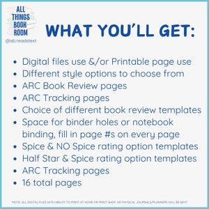 ARC Book Review & Tracking Bundle - Digital and Printable ARC Book ...