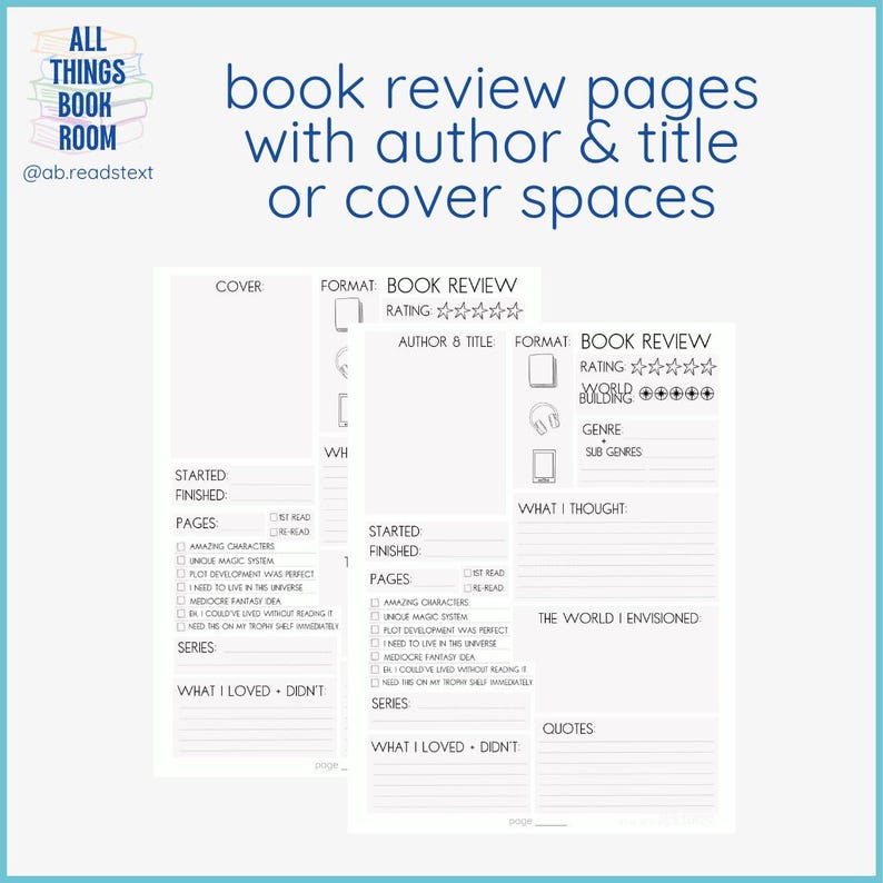 Fantasy Printable or Digital Reading Journal / Planner Bundle - Book ...