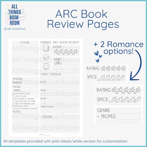 ARC Book Review & Tracking Bundle - Digital and Printable ARC Book ...