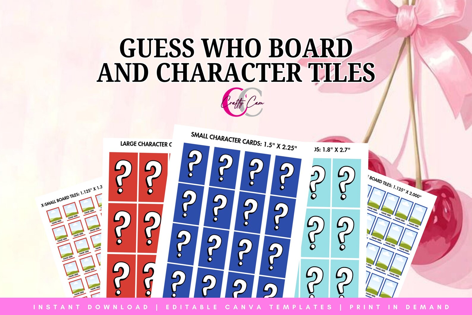 Guess Who Board and Character Tiles - Customizable Printable Game - Etsy