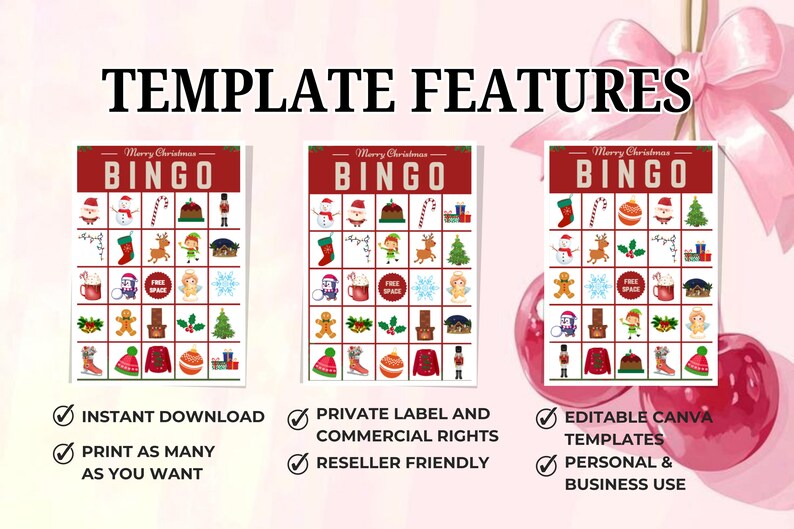 Christmas Bingo Game: Printable Cards - Family and Classroom Fun - Etsy