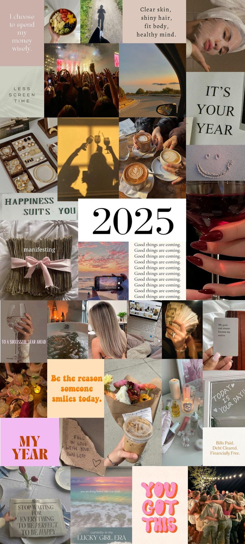 Inspirational 2025 Vision Mood Board Wallpaper Quotes Lock Screen ...
