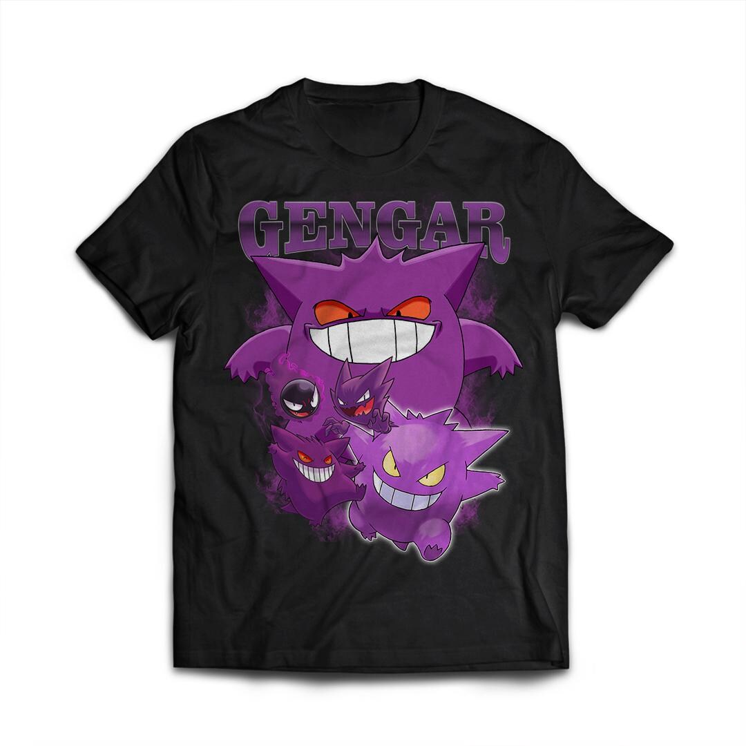 Gengar T-shirt Bootleg Graphic Tee, 90s Retro Anime Shirt, Unisex ...